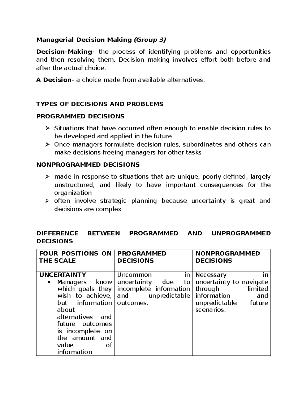 Managerial-Decision-Making - Managerial Decision Making (Group 3 ...