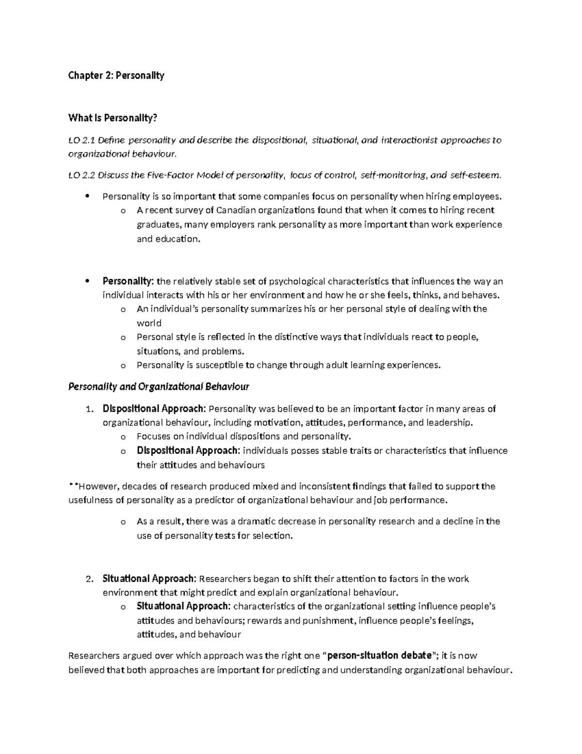Chapter 2 Personality and Learning - Chapter 2: Personality What Is ...