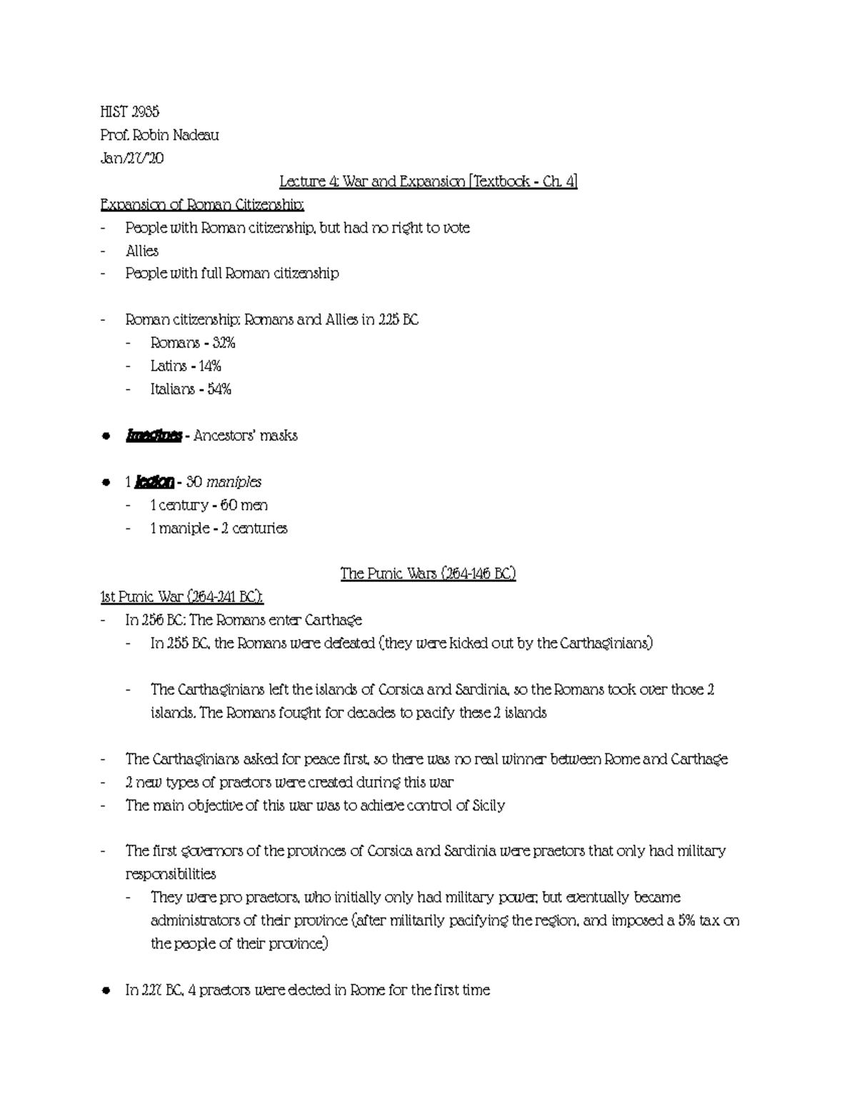 HIST 2935 lecture 4 - Winter 2020 Professor Robin Nadeau - HIST 2935 ...