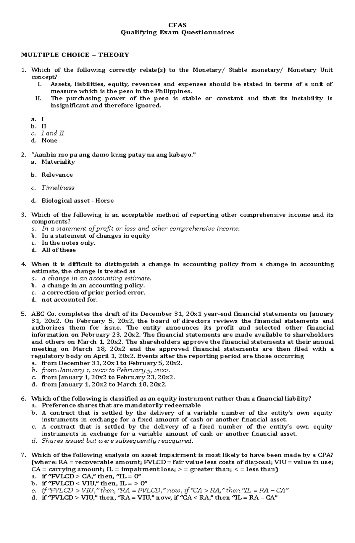 Cfas qualifying exam cfas no answers - CFAS Qualifying Exam ...