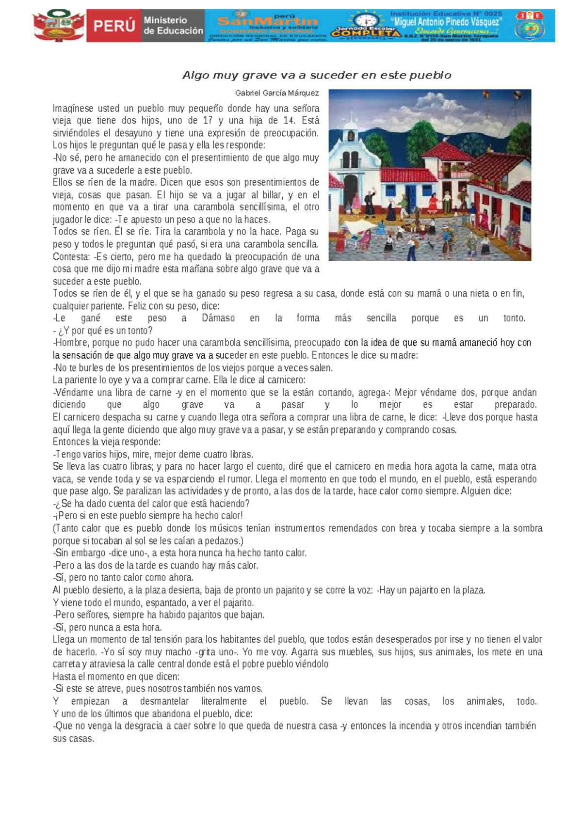 Plan lector 3-3º - Algo muy grave va a suceder en este pueblo Gabriel ...