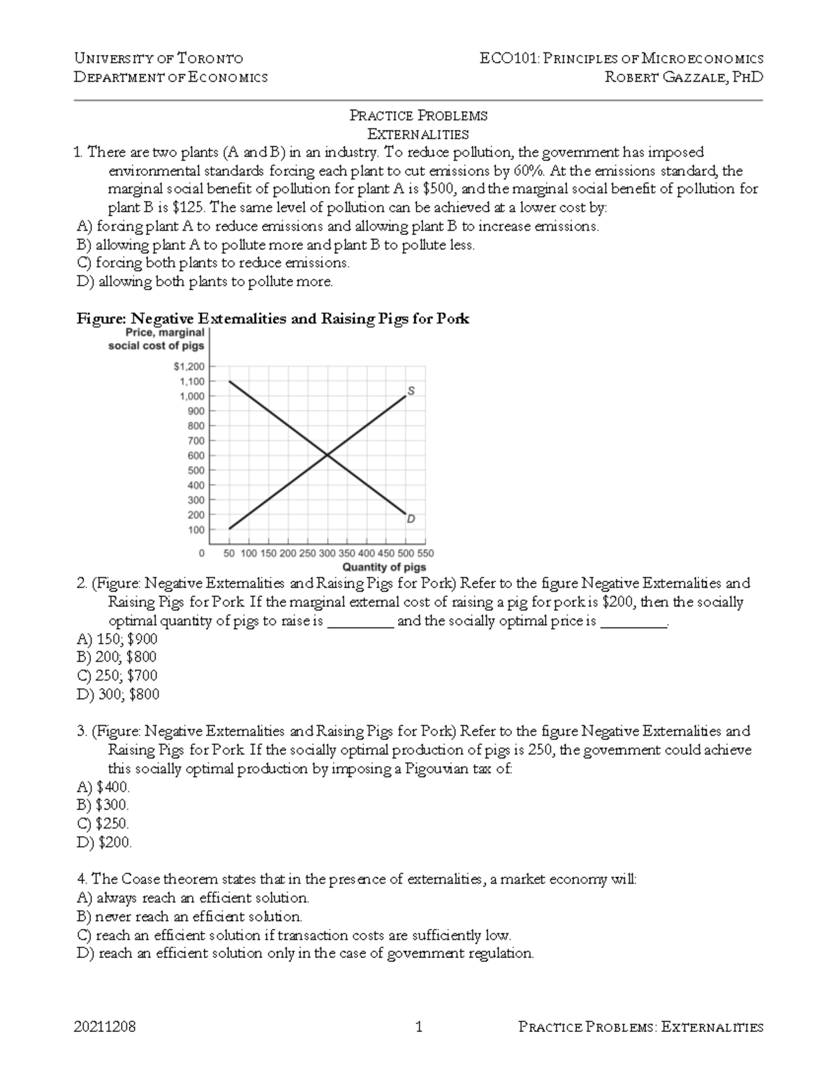 12Practice Problems Externalities - DEPARTMENT OF ECONOMICS ROBERT ...