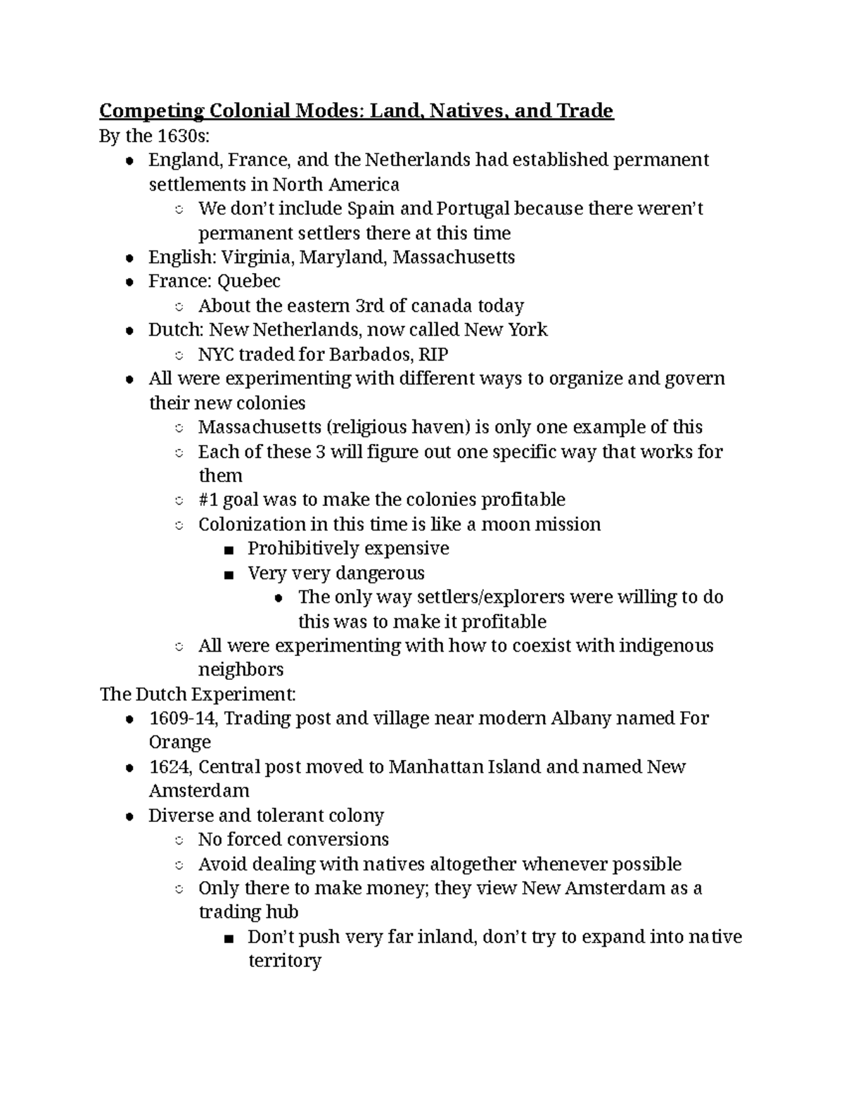 Game #2 1st Prep Session - Competing Colonial Modes: Land, Natives, and ...