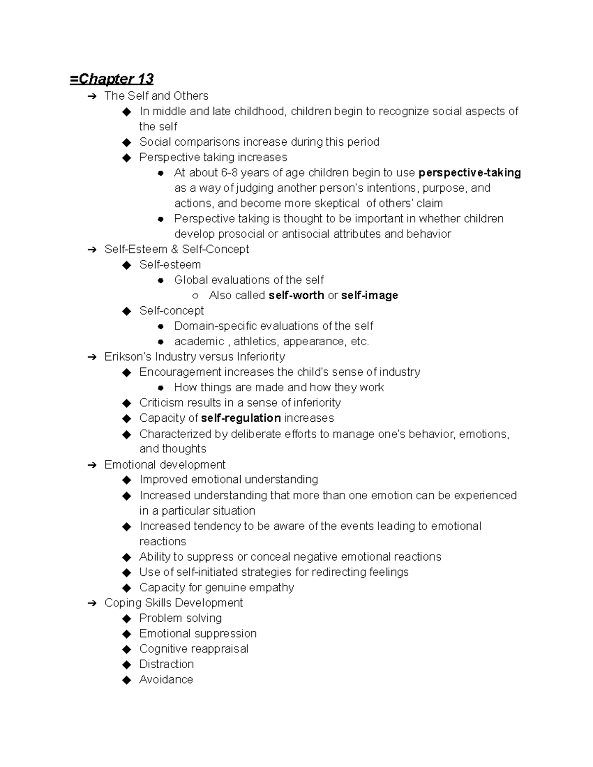 Child adoescent development chap 13 - =Chapter 13 The Self and Others In middle and late - Studocu
