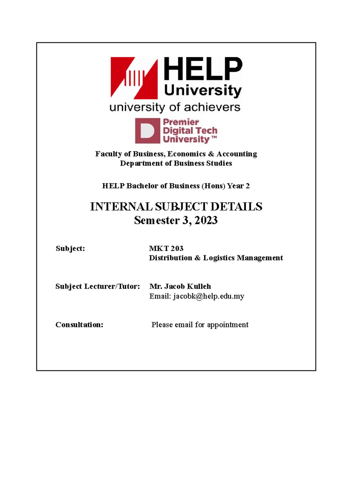 ISD MKT203 - notes and summary - Faculty of Business, Economics ...