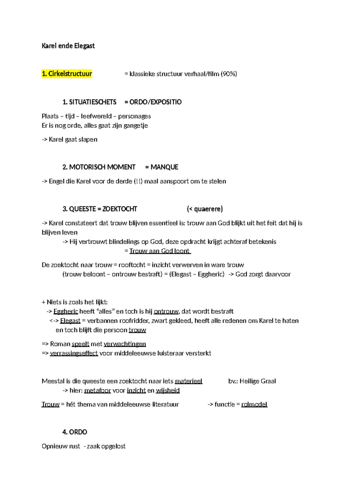 Karel ende Elegast - inhoudelijke bespreking - Karel ende Elegast Cirkelstructuur = klassieke ...