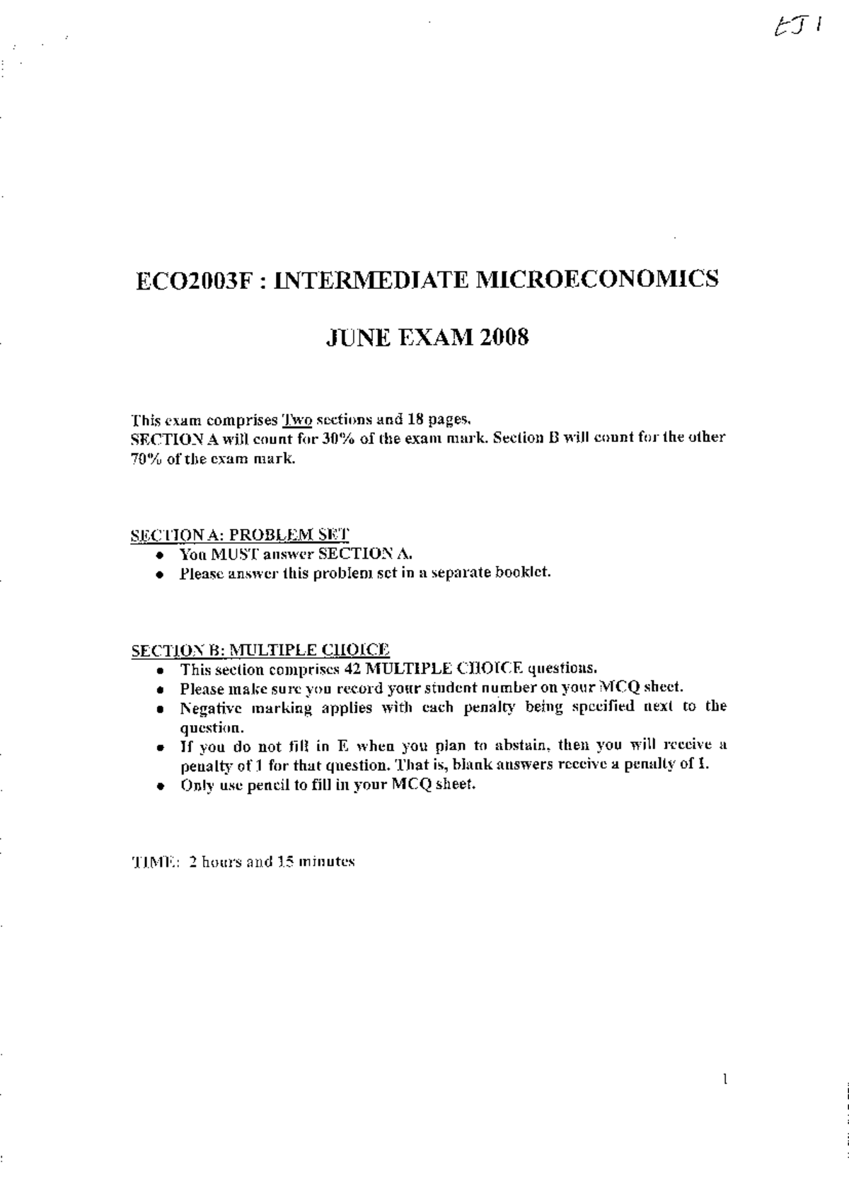 ECO2003 F 2008 Exam - test - ECO2003F - Studocu