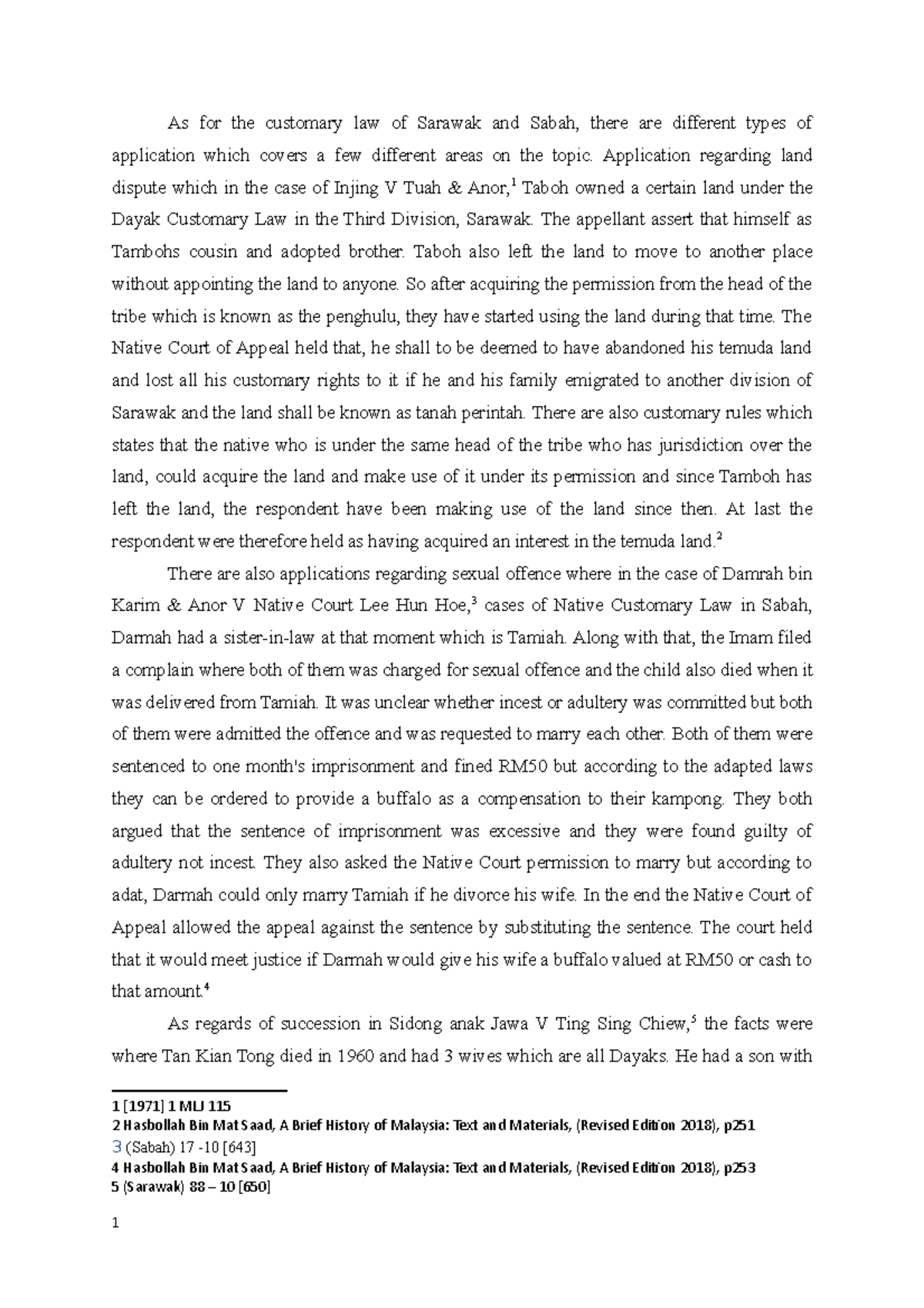 Customary Law In Sarawak and Sabah - As for the customary law of ...