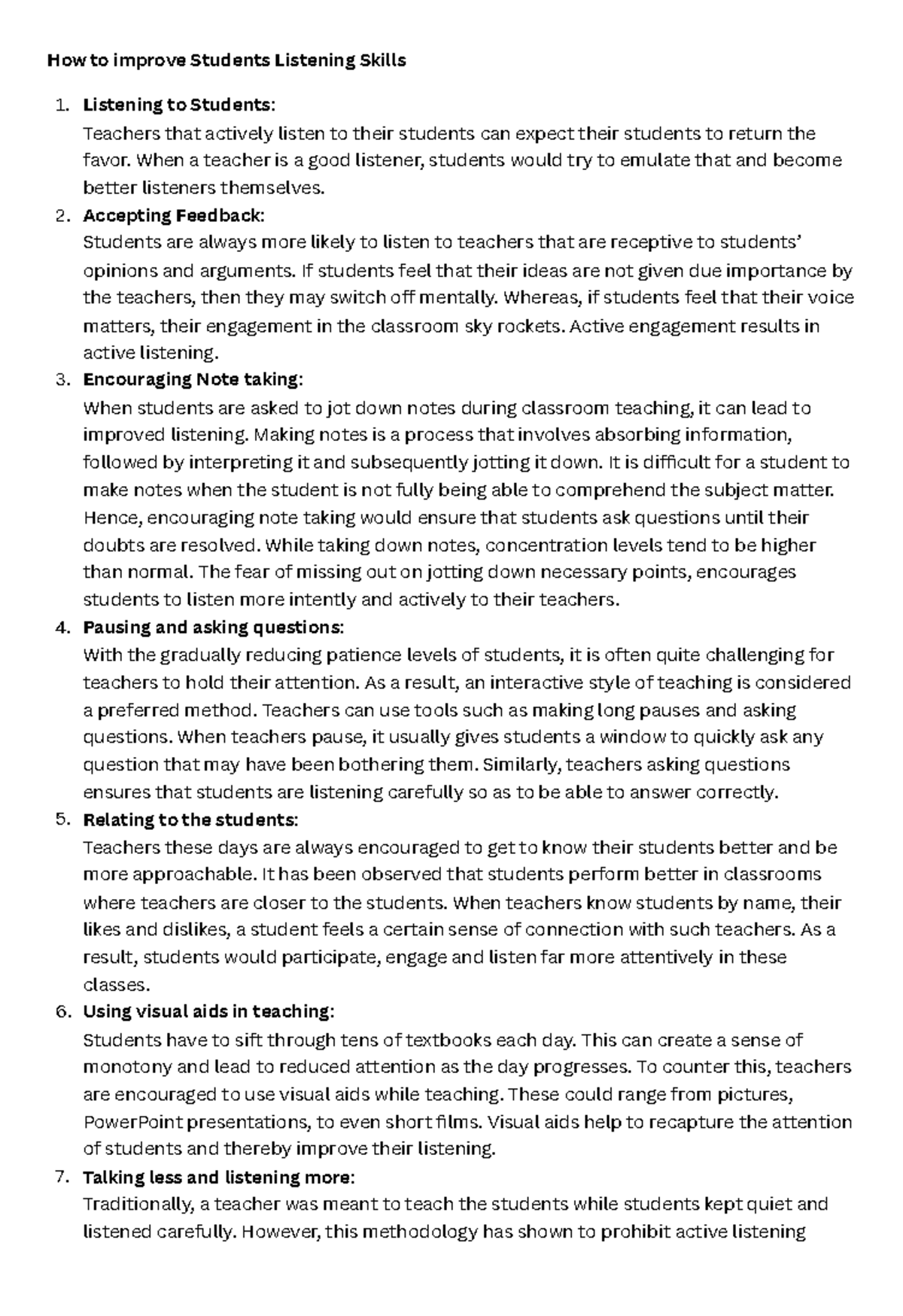 How to improve Students Listening Skills - How to improve Students ...