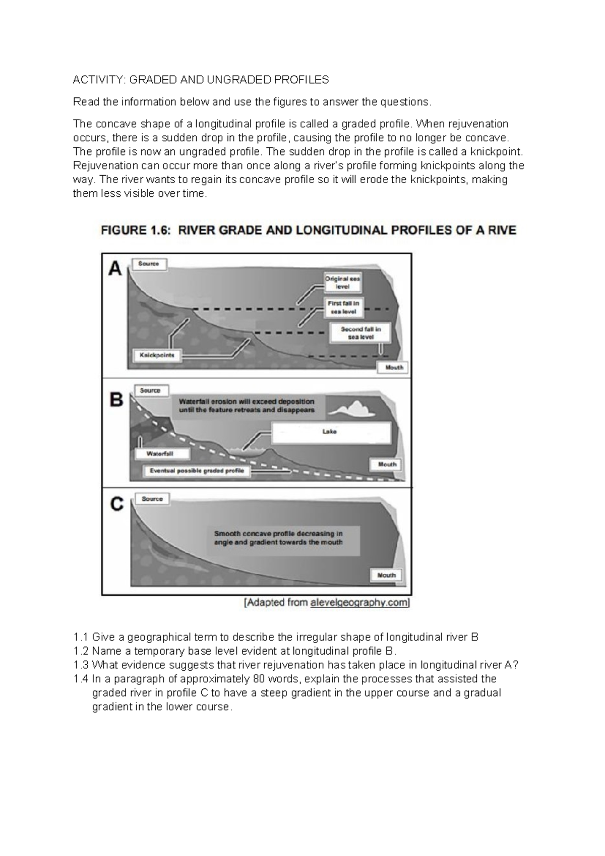 Activity-River profiles gr 12 - ACTIVITY: GRADED AND UNGRADED PROFILES ...
