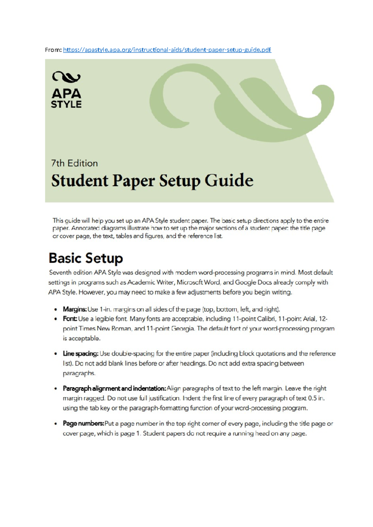 02 Student Paper Setup Guide - The basic setup directions apply to the ...