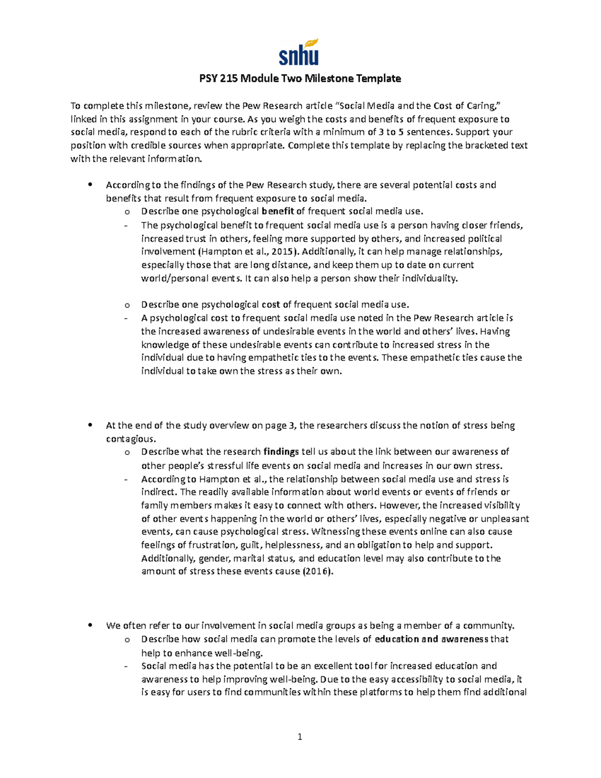 PSY 215 Module Two Milestone Completed - PSY 215 Module Two Milestone ...