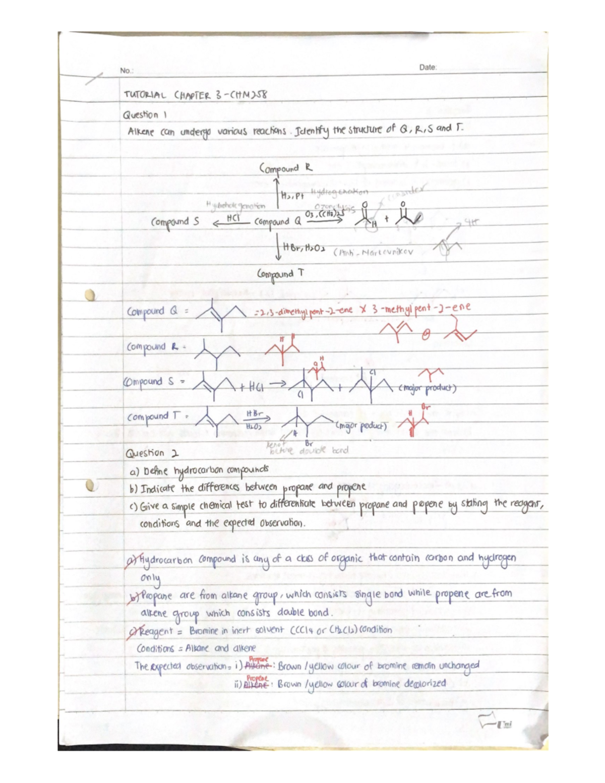 Tutorial 3 CHM258 (jawapan) - Fundamental of Organic Chemistry - Studocu