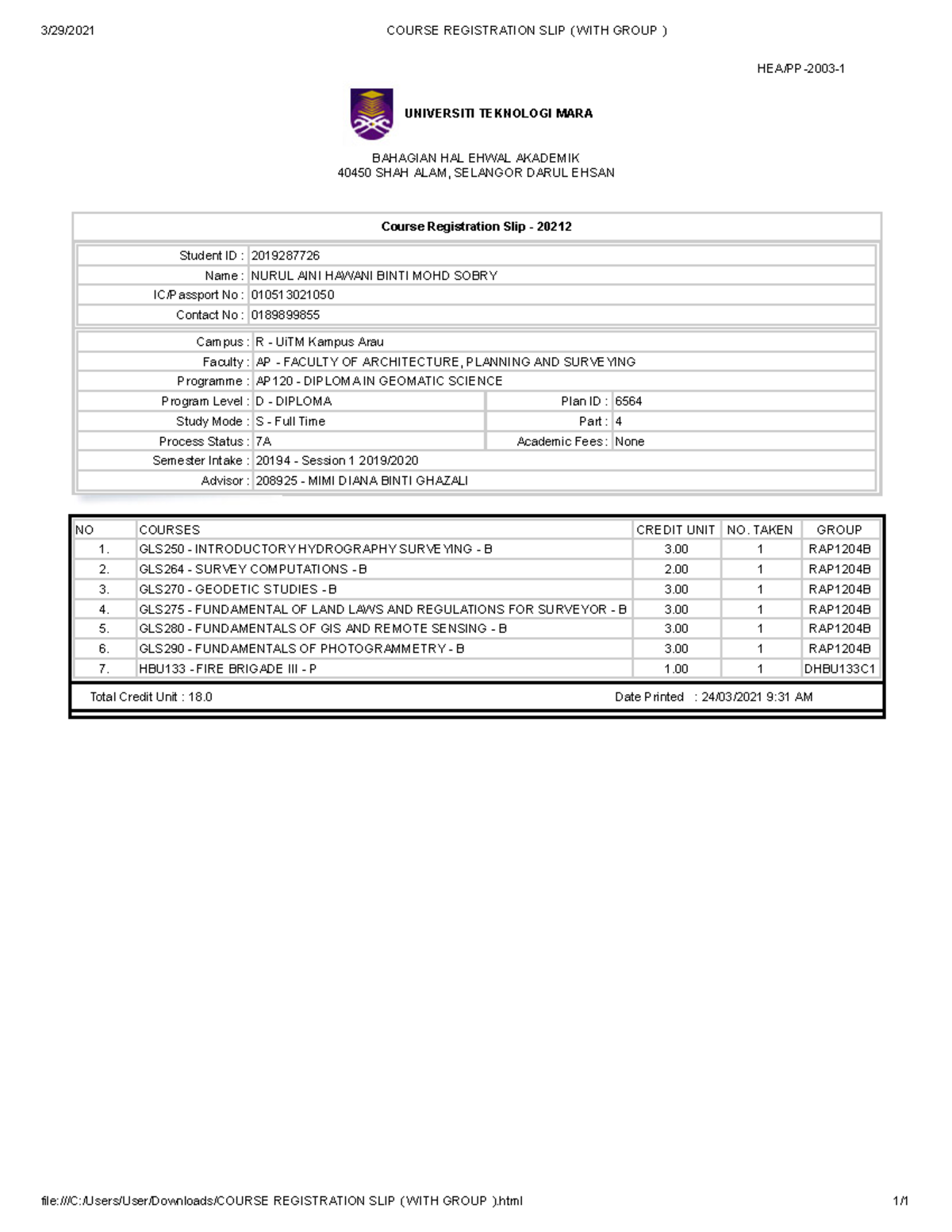 Course Registration SLIP Sem 4 - Fundamentals of Entrepreneurship ...