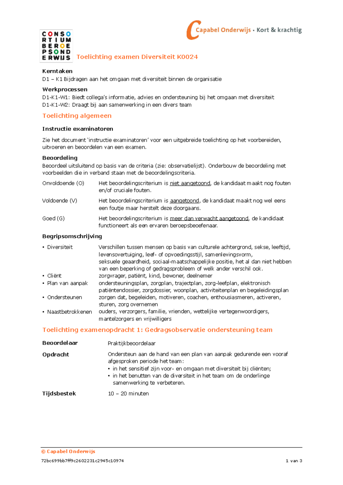 DIV K0024 toelichting examen 1v0 - Toelichting examen Diversiteit K ...