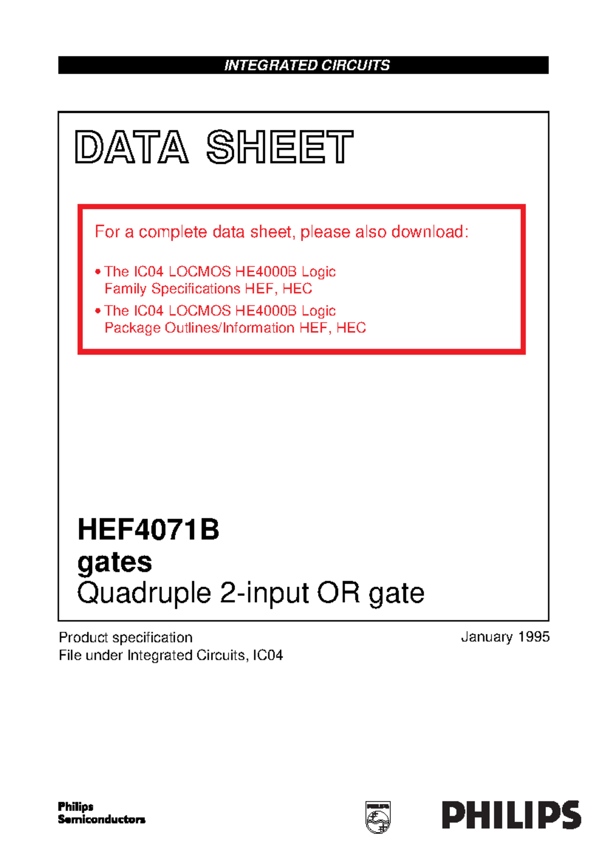 4071B OR GATE - Catálogo técnico - DATA SHEET Product specification ...