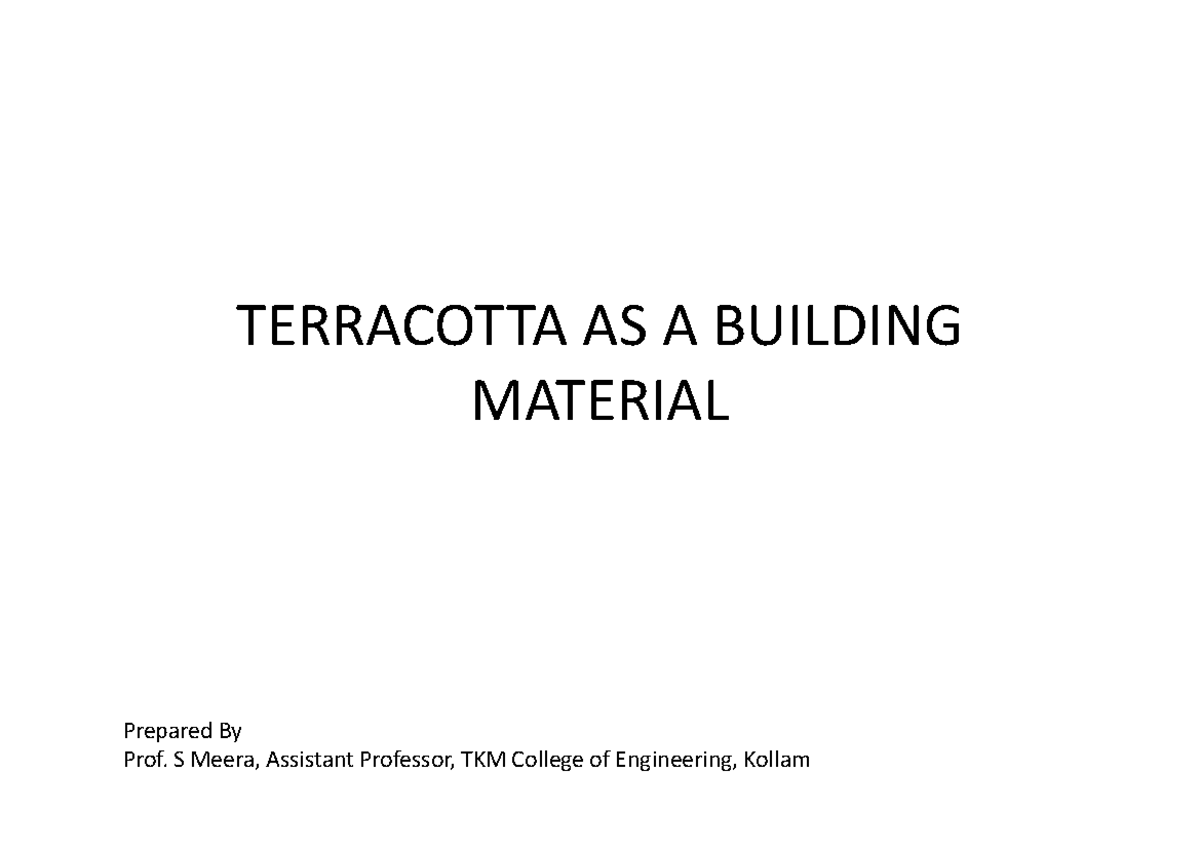 Building materials and construction techniques- Teracotta - TERRACOTTA ...