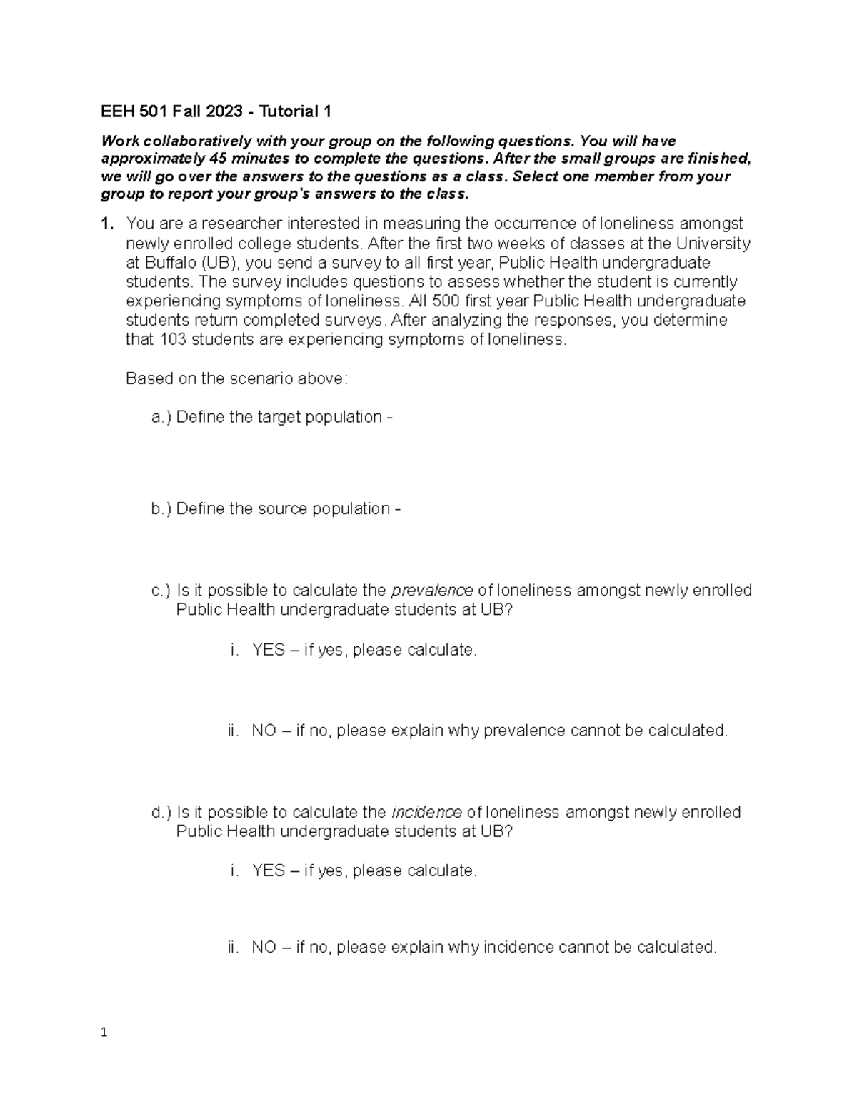Tutorial 1 EEH501 Fall23 - EEH 501 Fall 2023 - Tutorial 1 Work ...