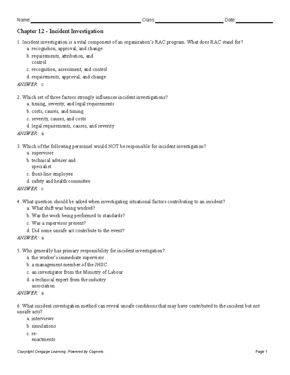 Chapter 12 Incident Investigation - Chapter 12 - Incident Investigation ...