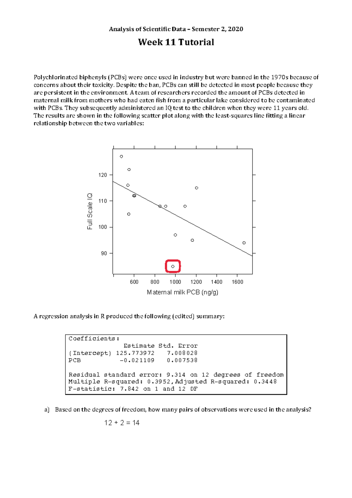 Week 11 Tutorial - **Analysis of Scientific Data – Semester 2, 20 20 ...
