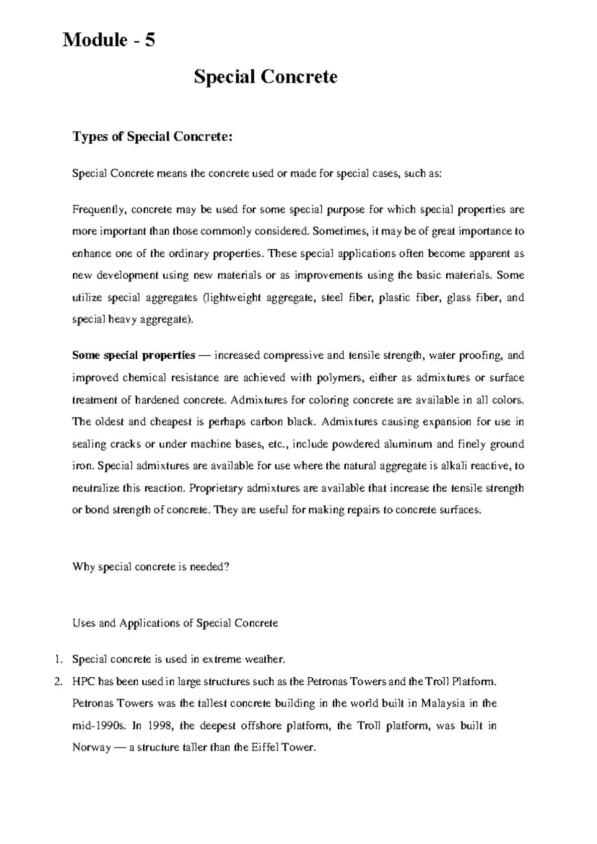 M5 - Module 5 : Special type of concrete. - Types of Special Concrete ...