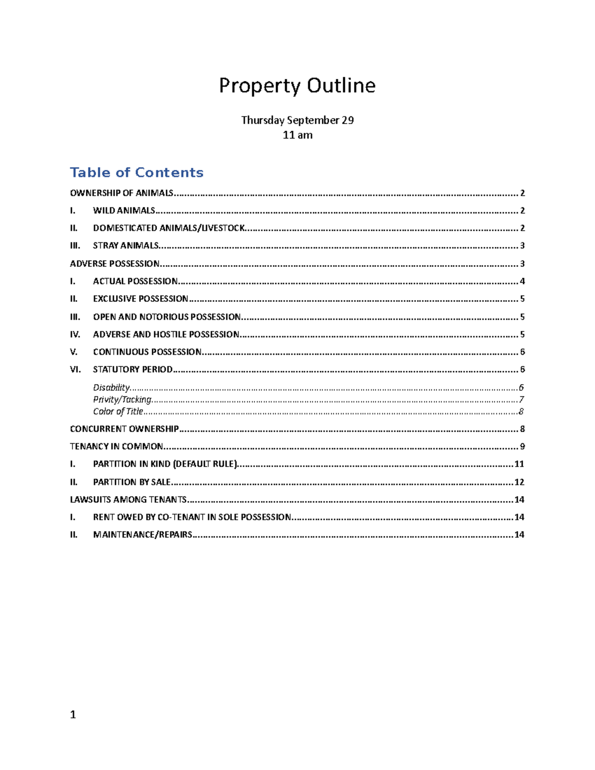 Property Outline (Final Draft) - Property Outline 11 am - Thursday ...