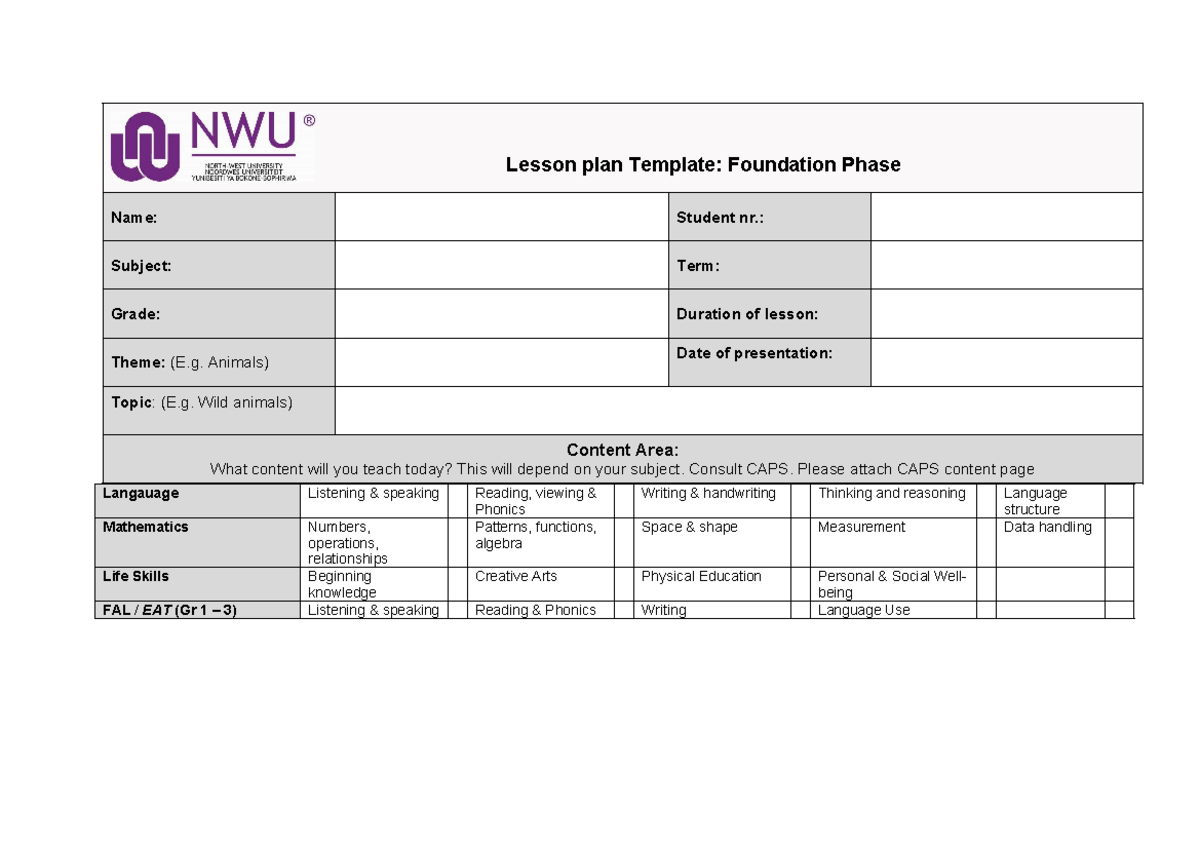Eng - Lesson Plan Template FP 2022-1 - Lesson plan Template: Foundation ...