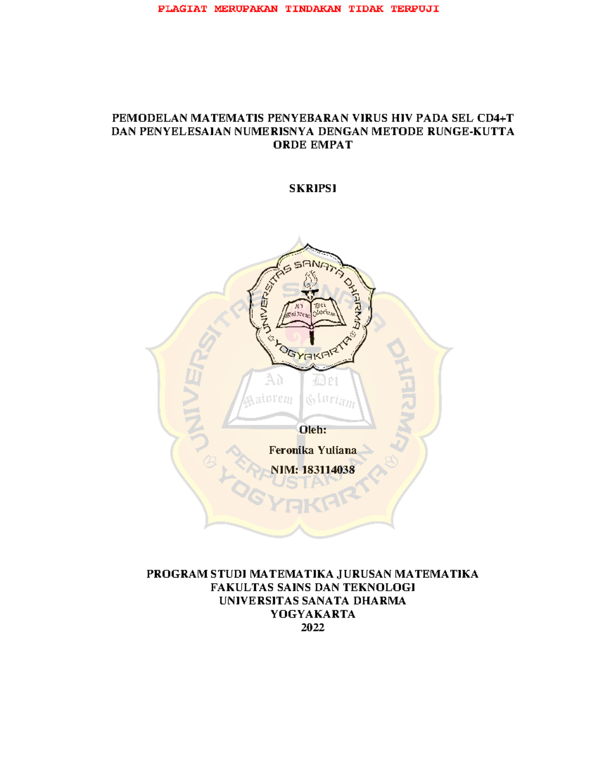 183114038 full - skripsi - PEMODELAN MATEMATIS PENYEBARAN VIRUS HIV ...