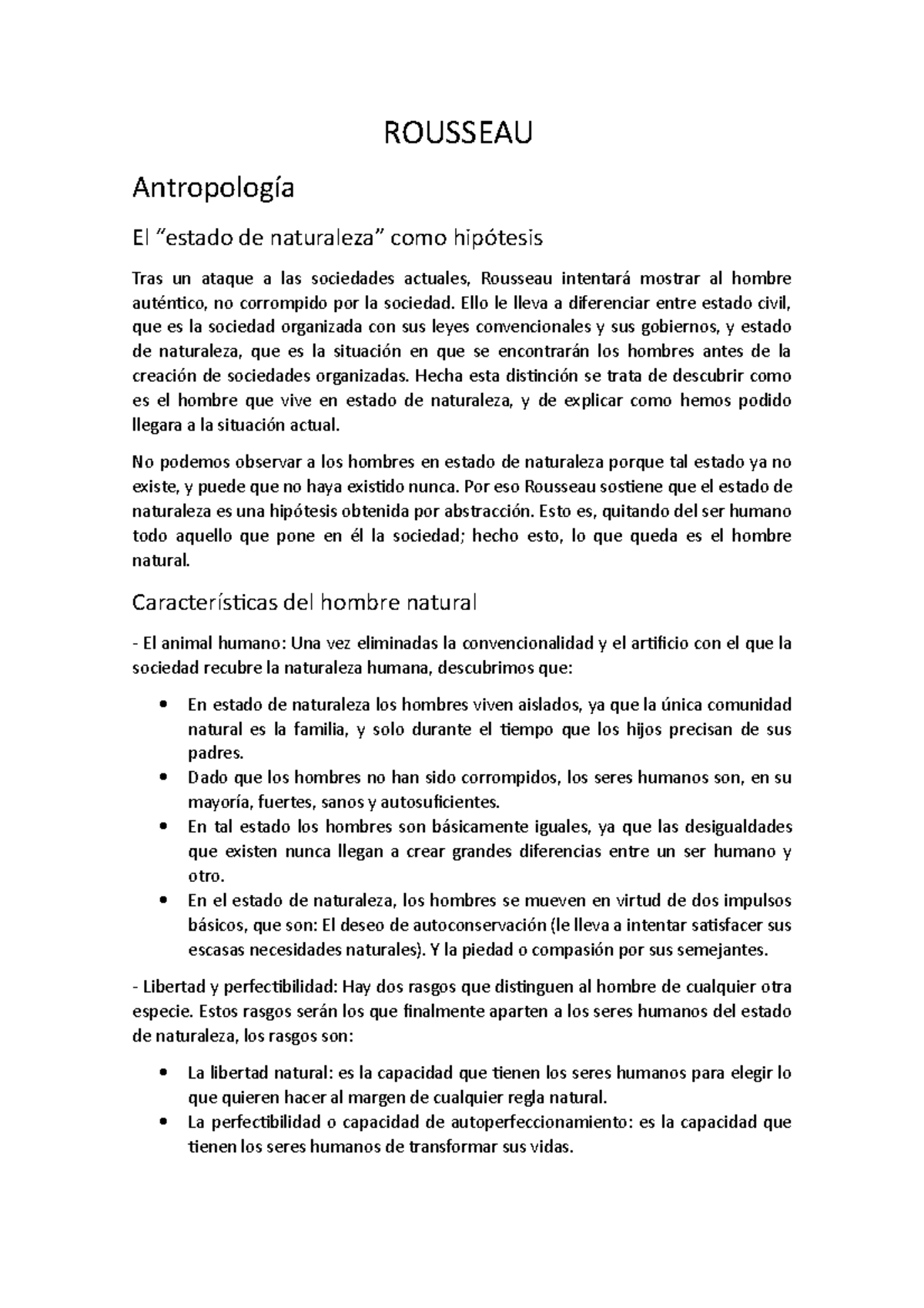 Resumen de ROUSSEAU para bachillerato y la EvAU - ROUSSEAU Antropología ...