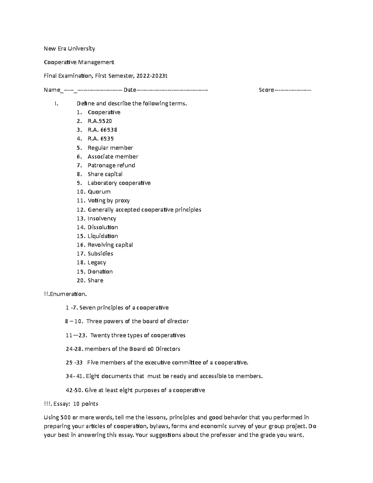 Cooperative-management-finals - New Era University Cooperative ...