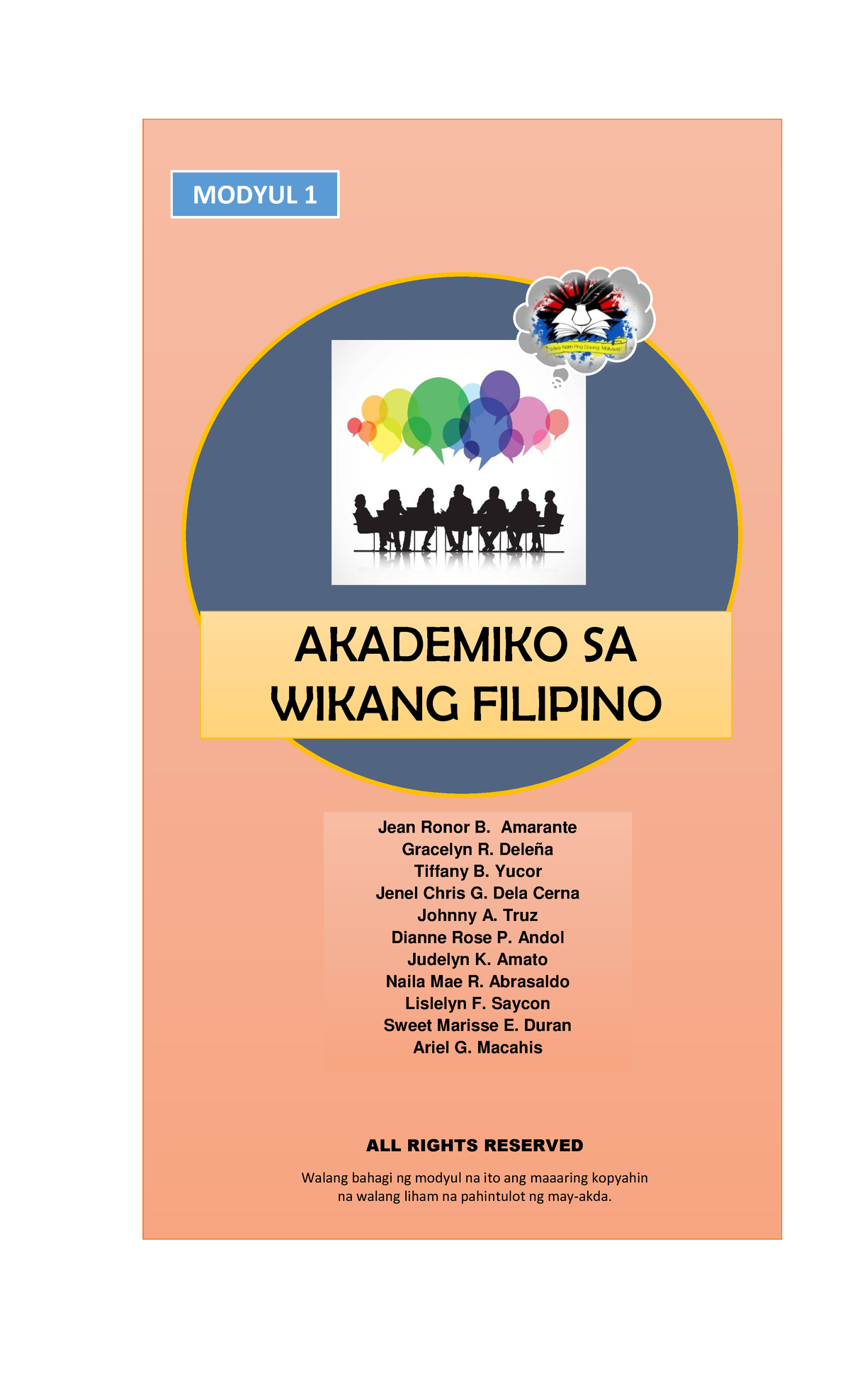 Final Module 1 FIL 1 DELA Cerna 2 - AKADEMIKO SA WIKANG FILIPINO MODYUL ...