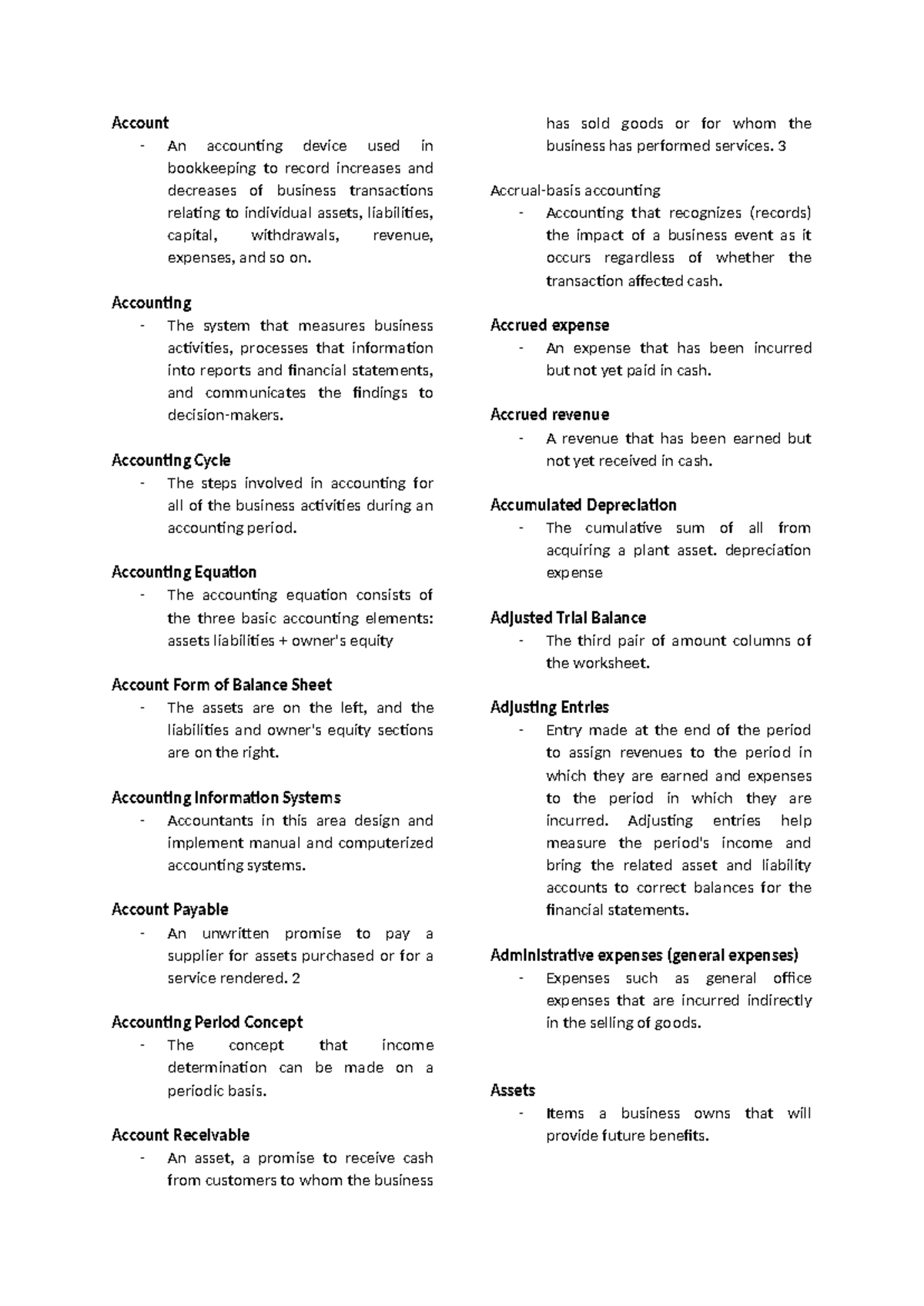 Accounting Glossary - Account - An accounting device used in ...