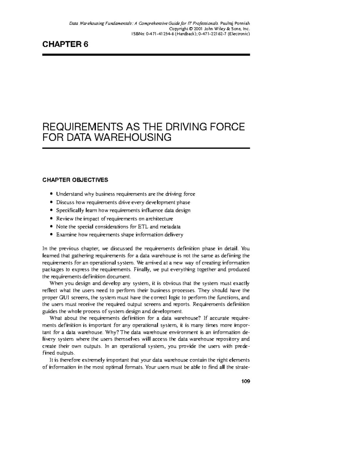 Data Warehousing Fundamentals A Comprehensive Guide for IT Professionals Chapter 6 - CHAPTER 6 ...