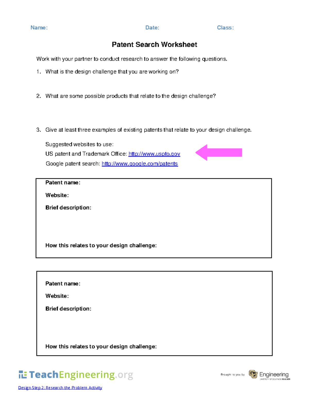 Cub creative activity 2 patentsearchworksheet v2 tedl dwc - Name: Date ...