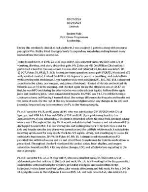 Journals clinical - JOURNAL ENTRY Saturday, April 13 2024 And Sunday ...