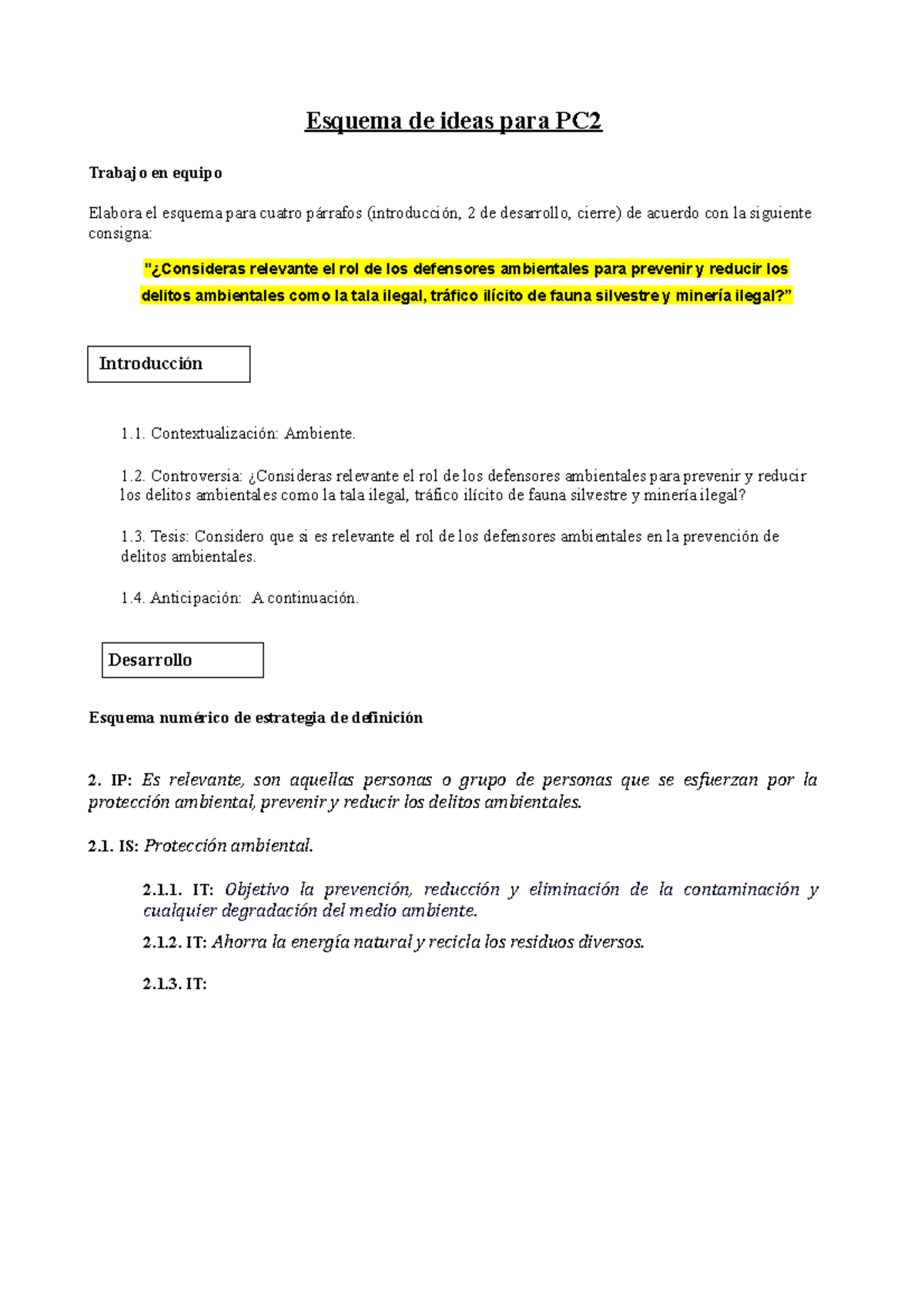 S14.s2-Esquema para PC2 2023 marzo - Esquema de ideas para PC Trabajo ...