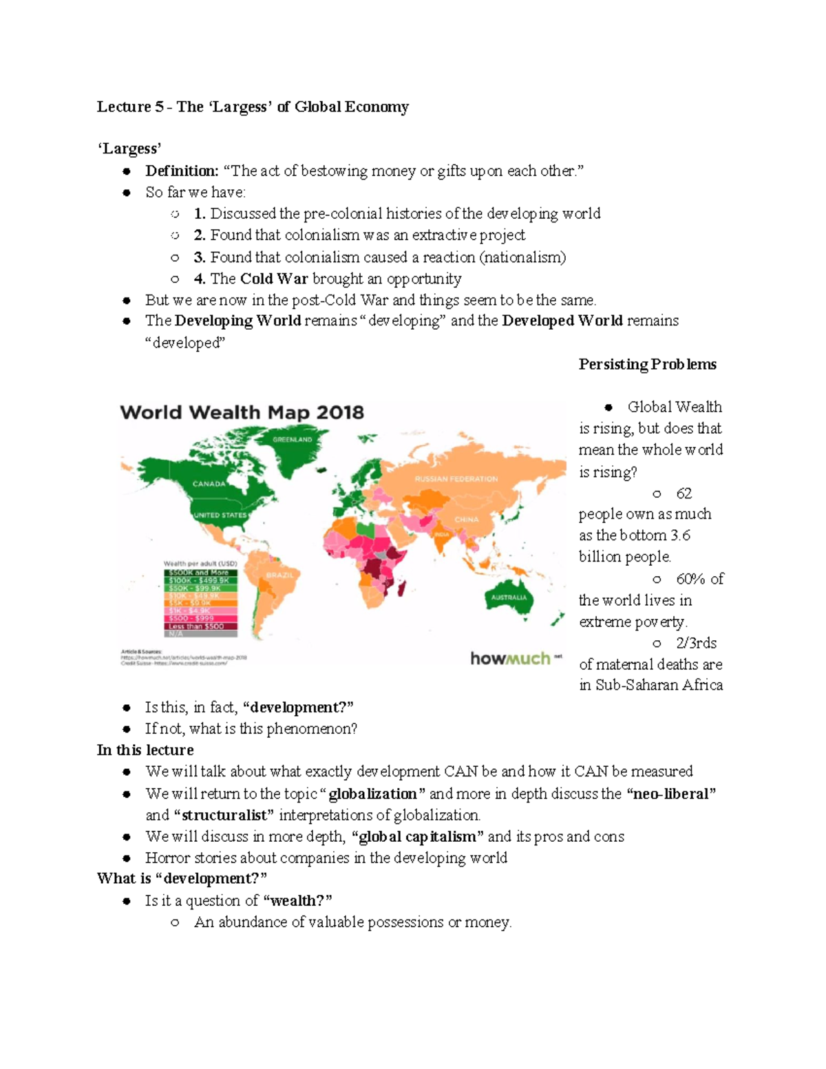 POSC 017 Lecture 5 - Lecture 5 - The ‘Largess’ of Global Economy ...