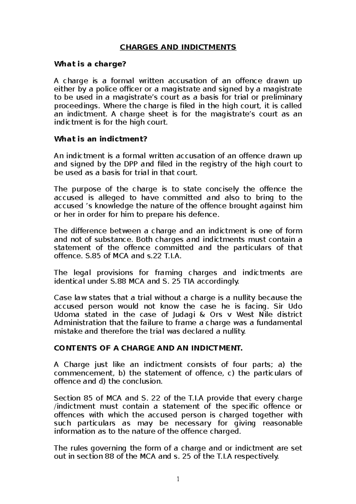 Charges AND Indictments CHARGES AND INDICTMENTS What Is A Charge A