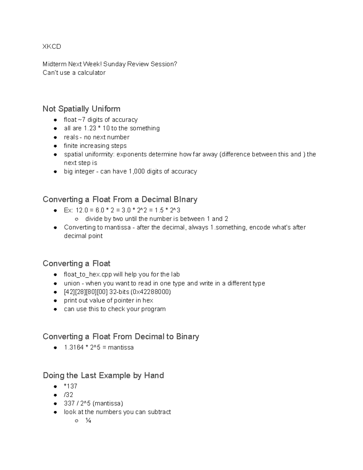 W5D1 Lecture 12 - CS 2150 as taught by Aaron Bloomfield - XKCD Midterm Next Week! Sunday Review ...