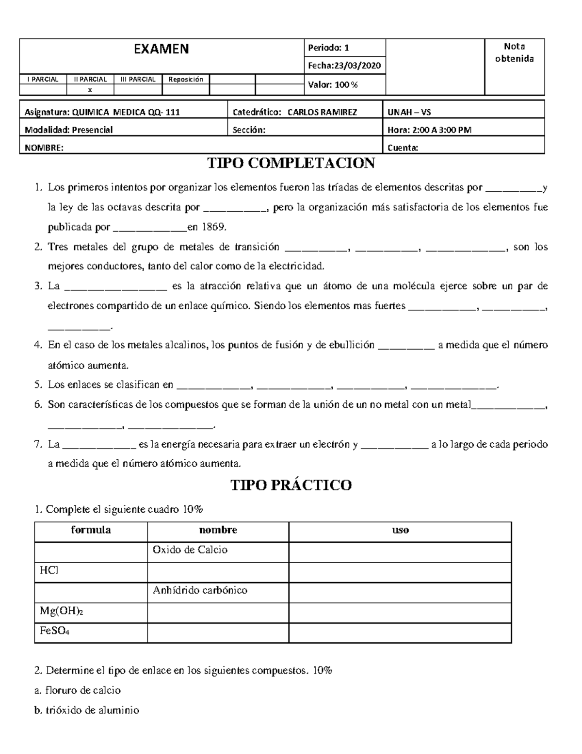 PARCIAL 2 Enero 2020 - Warning: TT: undefined function: 32 EXAMEN Periodo: 1 obtenidaNota Fecha ...
