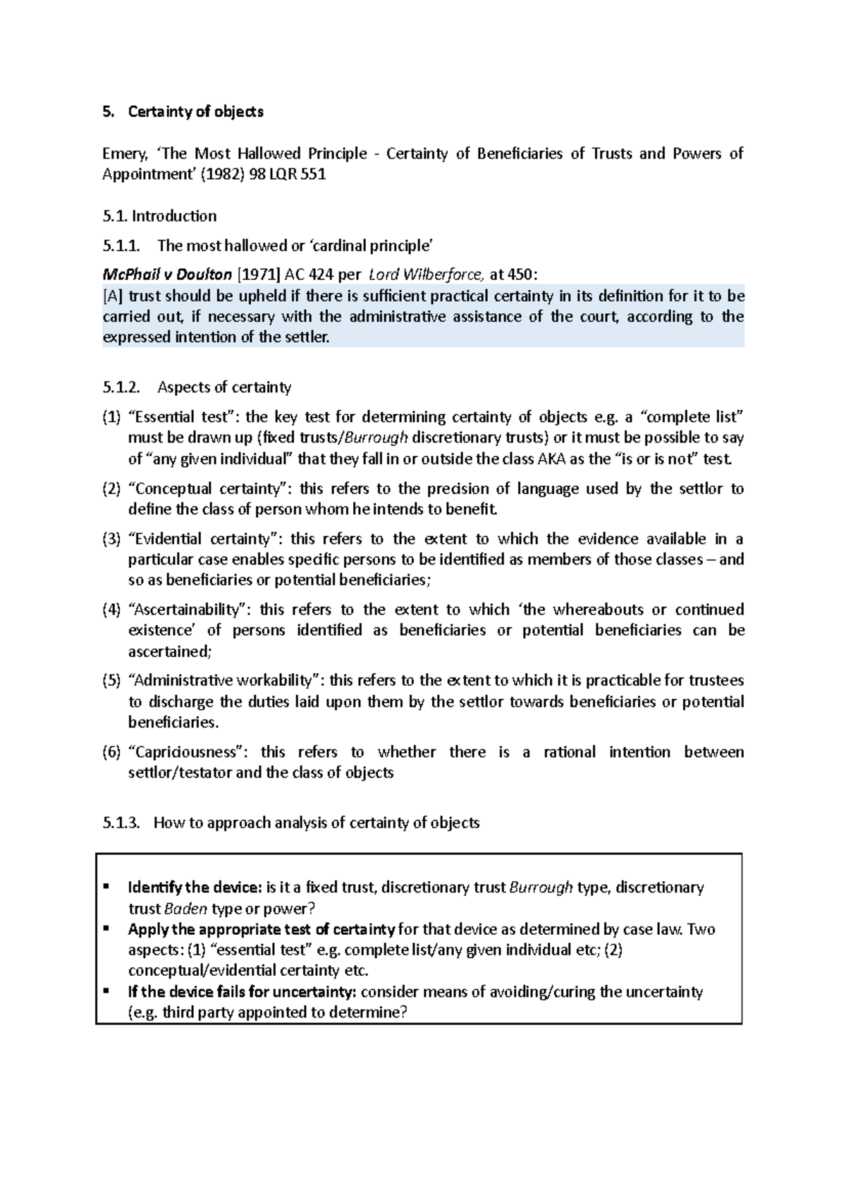 Certainty OF Objects Handout - Certainty of objects Emery, ‘The Most ...