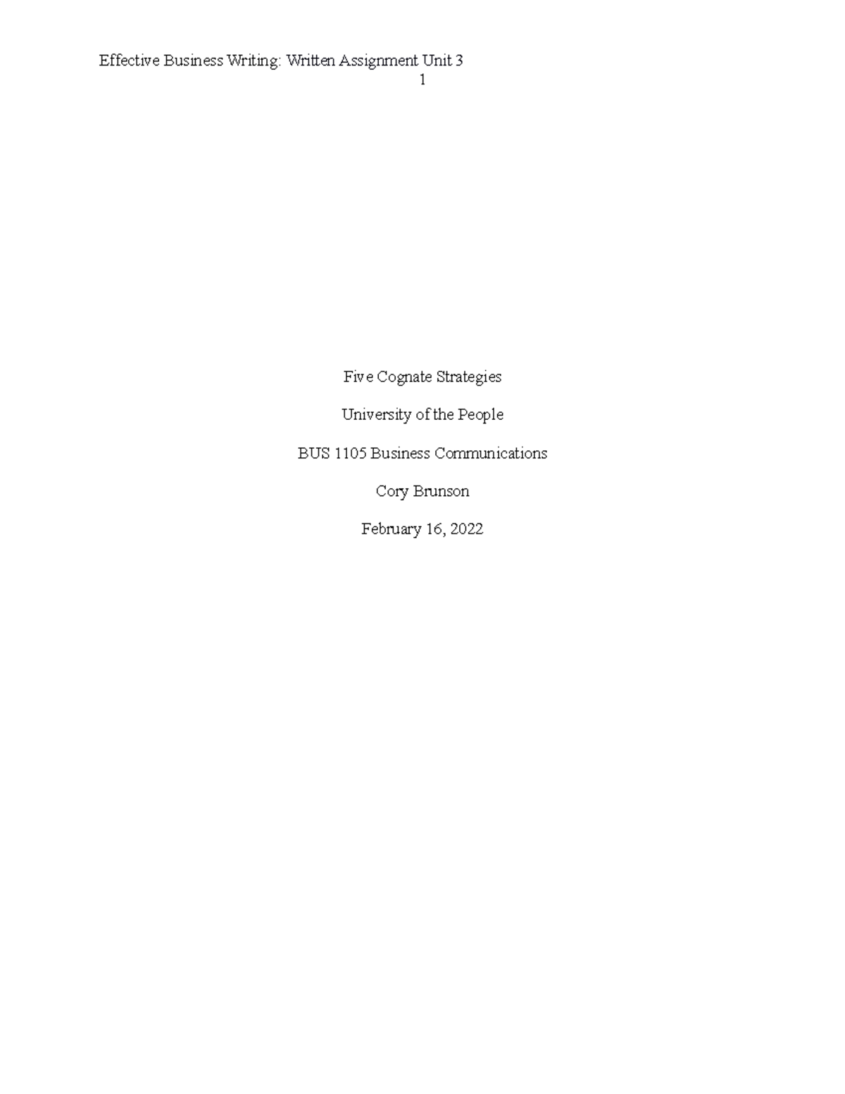 BUS1105 WA3 - Written assignment - Effective Business Writing: Written ...