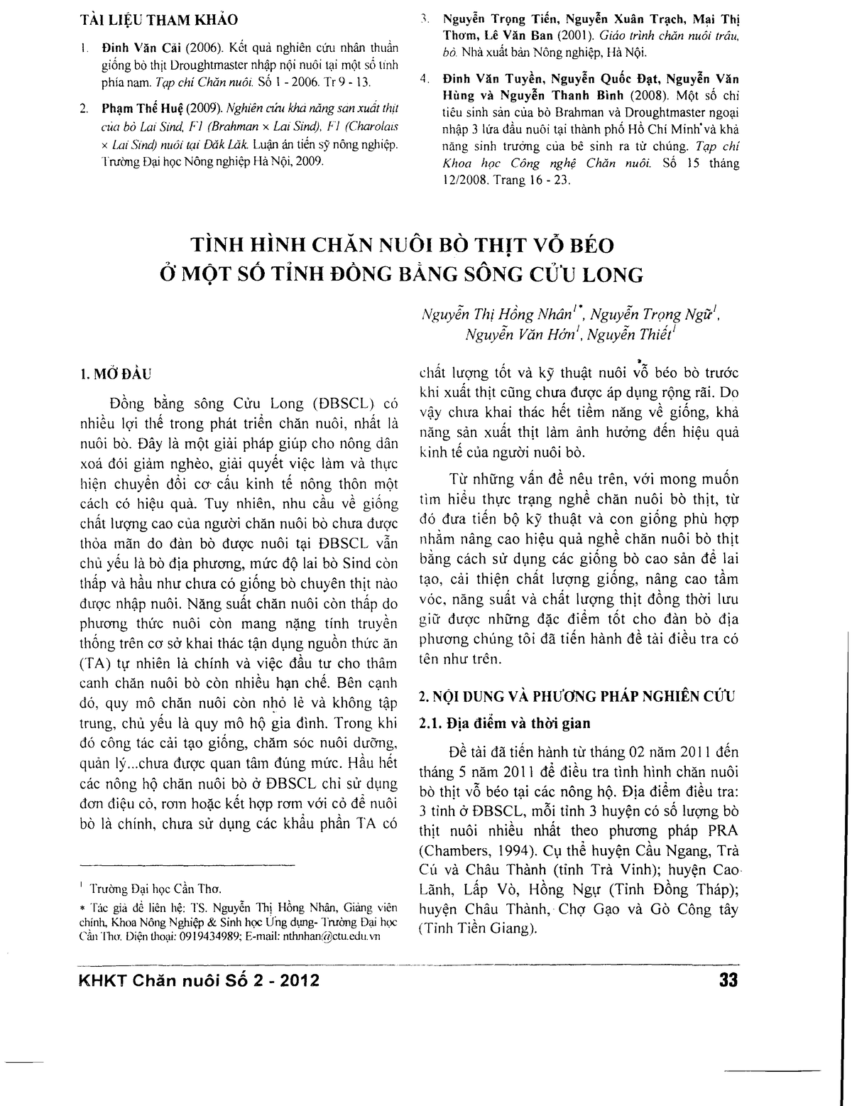 2012-Khoa hoc ky thuat chan nuoi 2(33-41) Tinh hinh chan nuoi bo thit ...