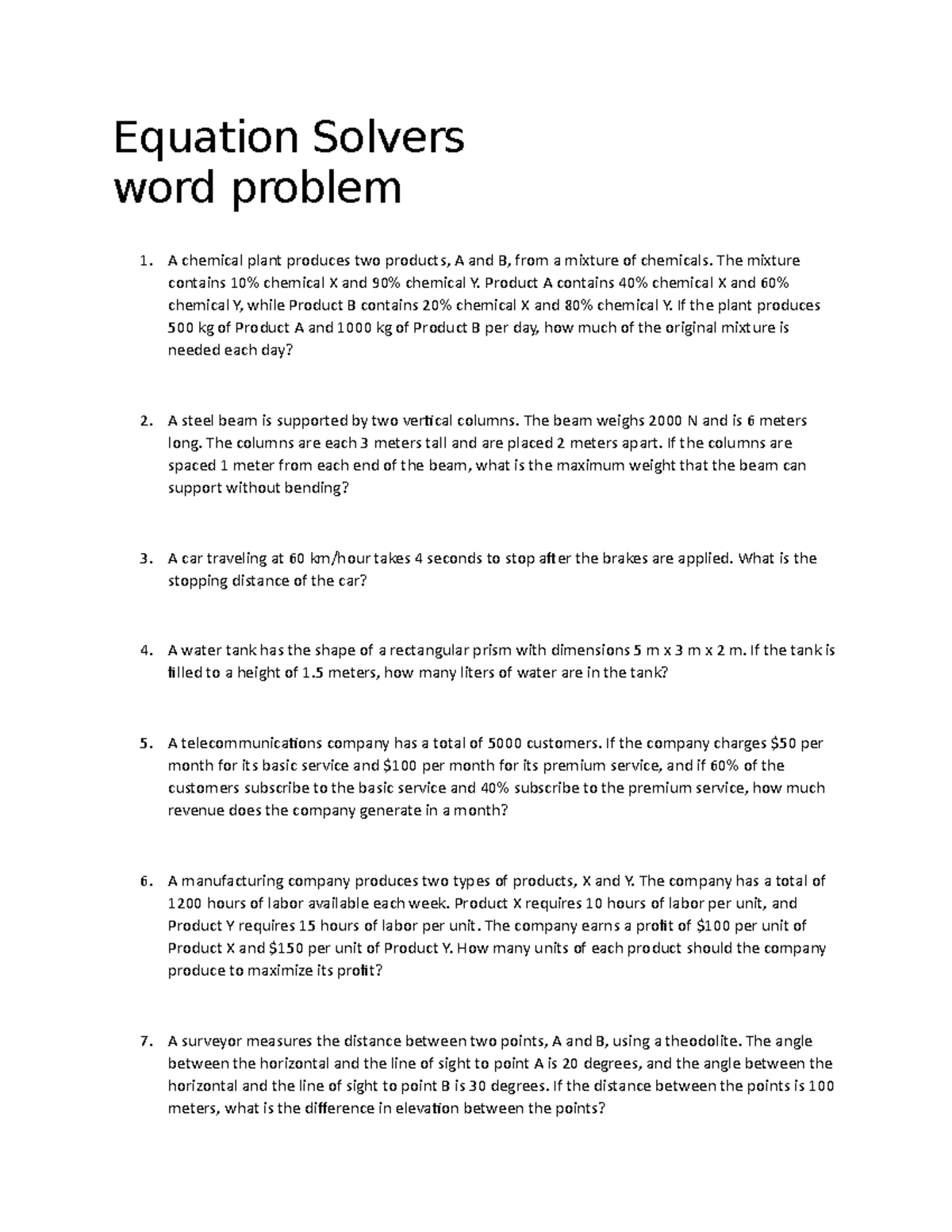 Equation Solvers - self made worksheet for basic thermodynamics - Equation Solvers word problem ...