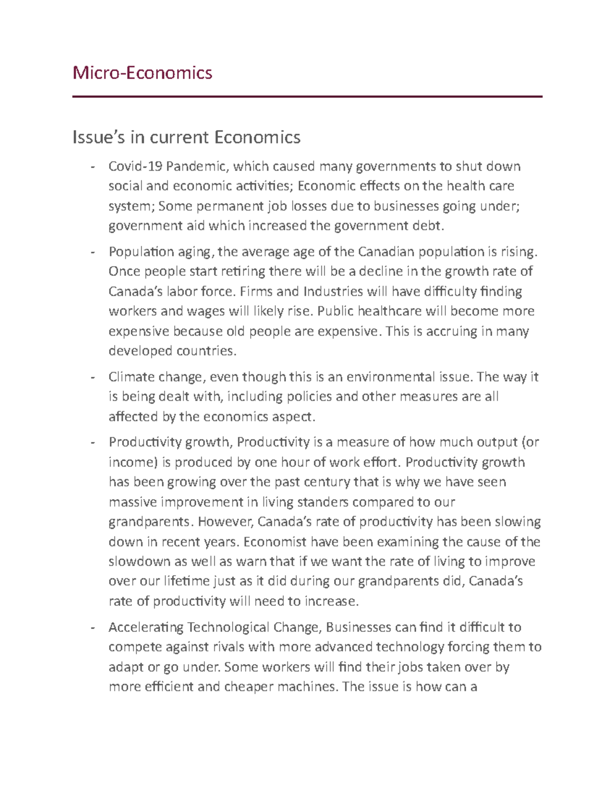 Micro Economics notes - Micro-Economics Issue’s in current Economics ...
