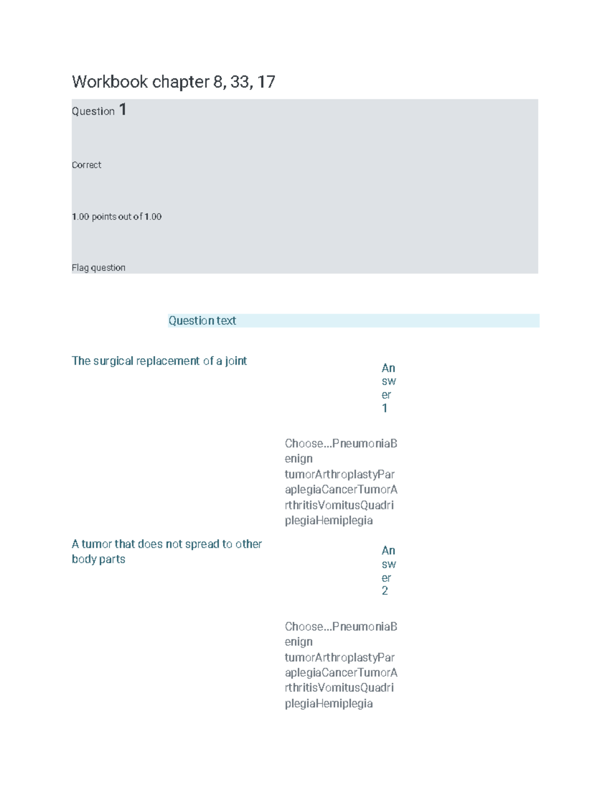 Workbook chapter 8, 33, 17 - Workbook chapter 8, 33, 17 Question 1 ...