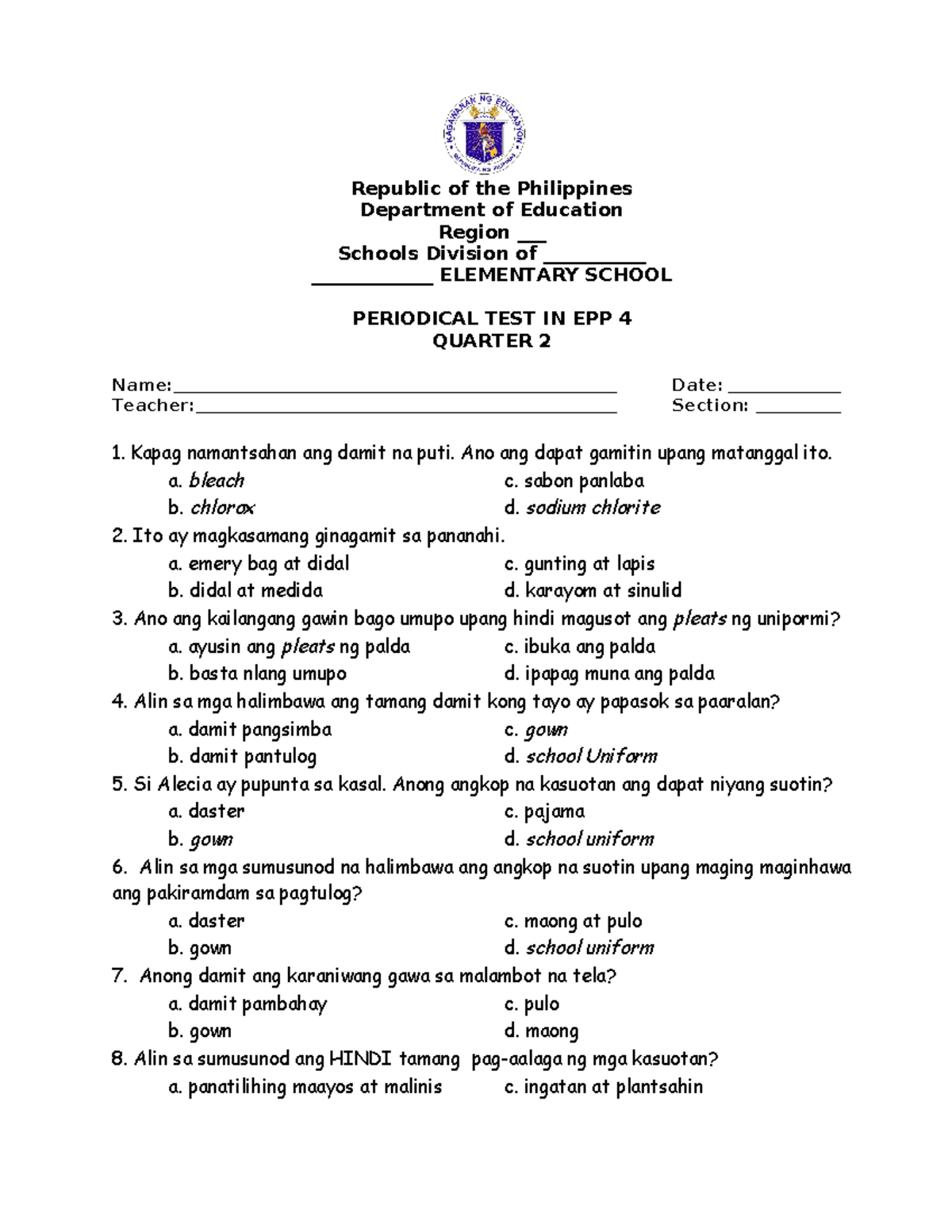 EPP 4 he - Summary Technology for Teaching and Learning 2 - Republic of ...