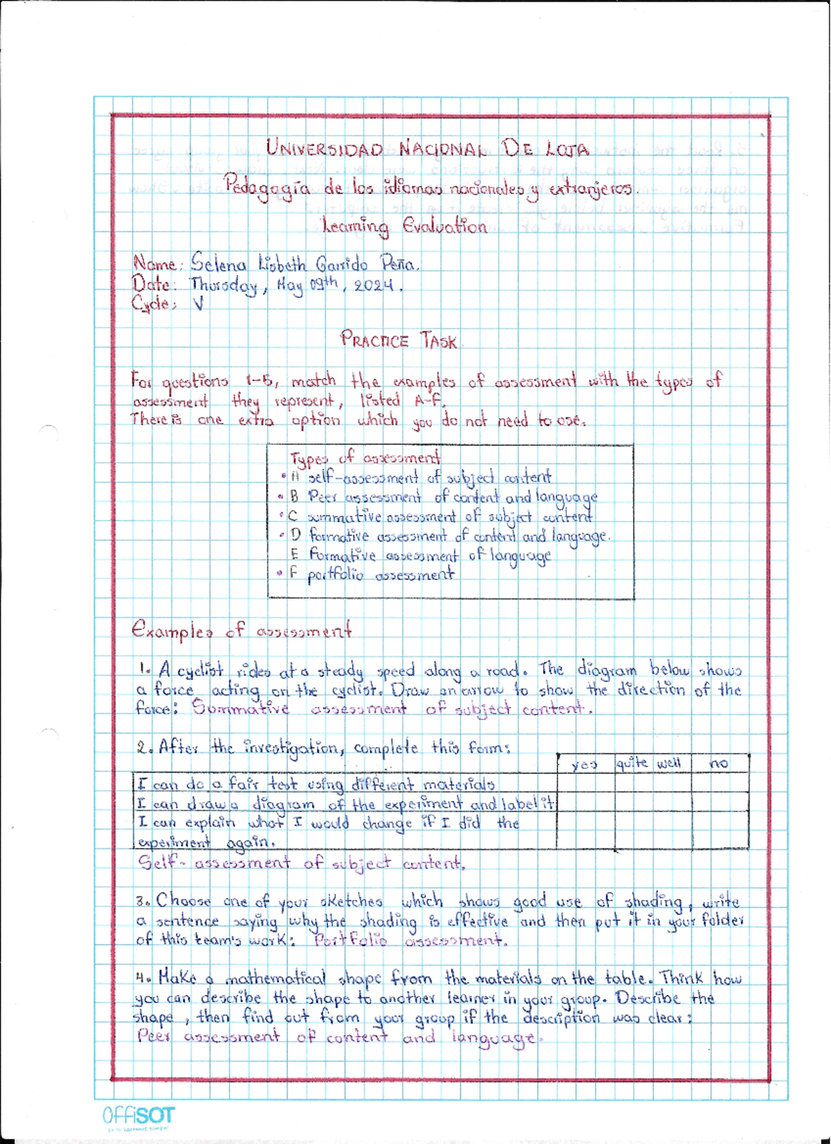 Practica task types of assessment - idioma inglés - Studocu