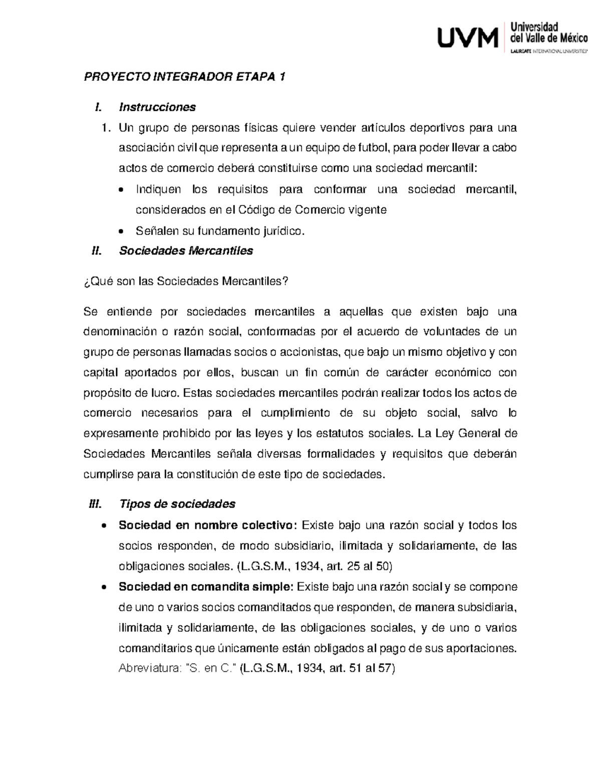 Actividad 4 Proyecto Integrador Etapa 1 - Derecho Mercantil - PROYECTO INTEGRADOR ETAPA 1 I ...