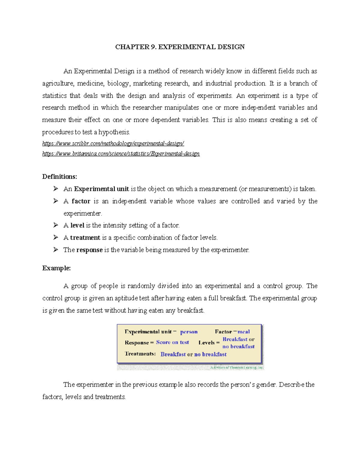 Chapter-9 experimental-design - CHAPTER 9. EXPERIMENTAL DESIGN An ...